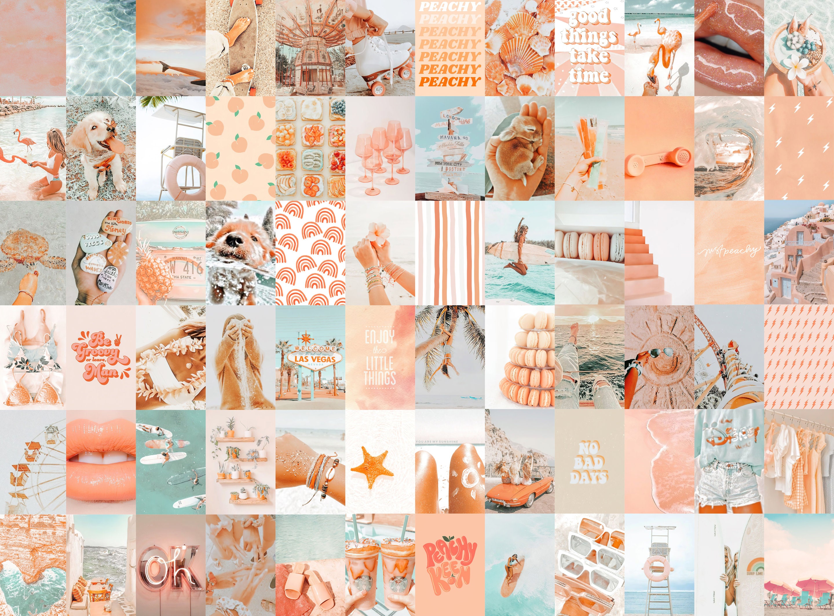 Art And Collectibles Peach Vsco Wall Collage Beach Wall Prints Peach Wall