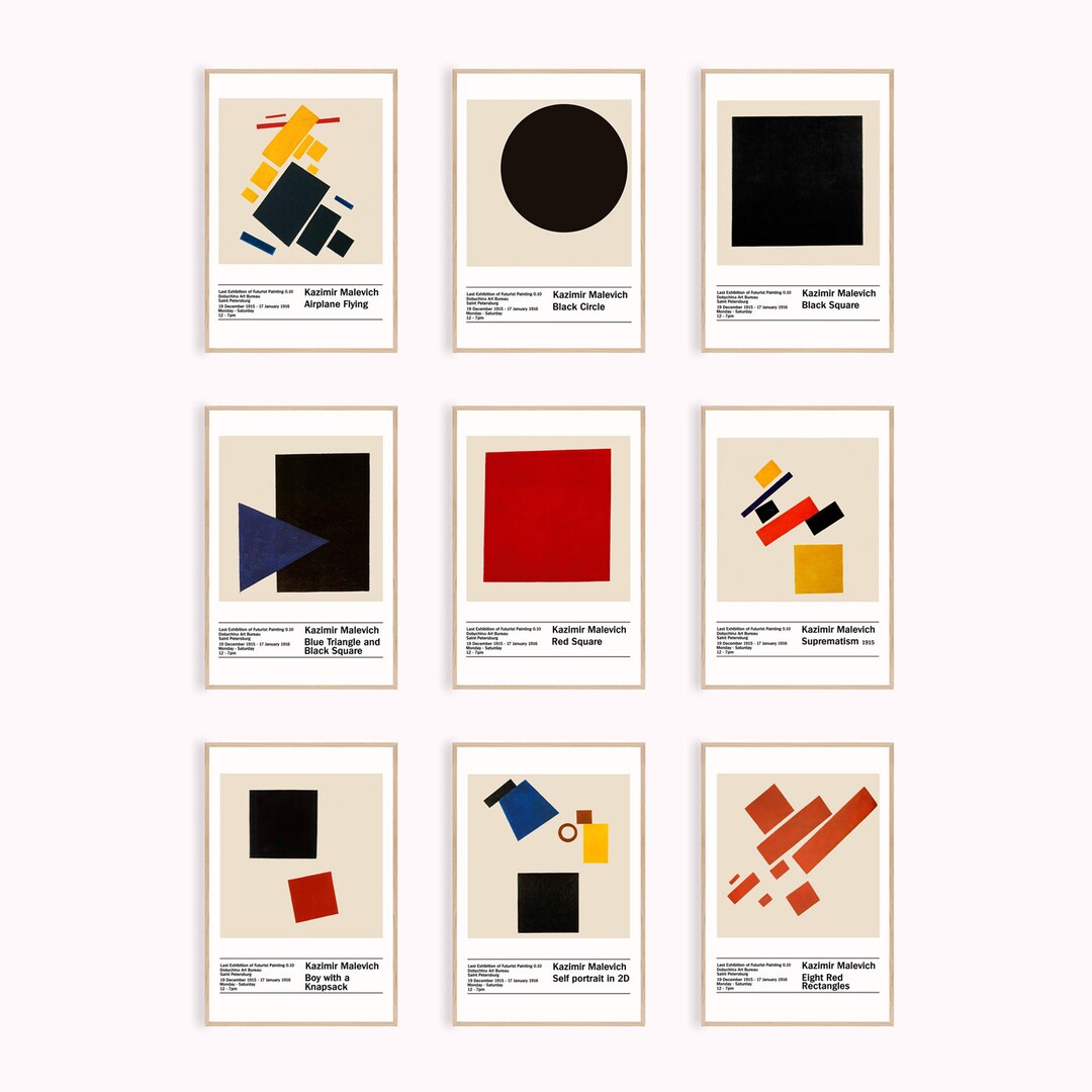 Kazimir Malevich Art Exhibition Poster, Set of 9, Malevich Art Print ...