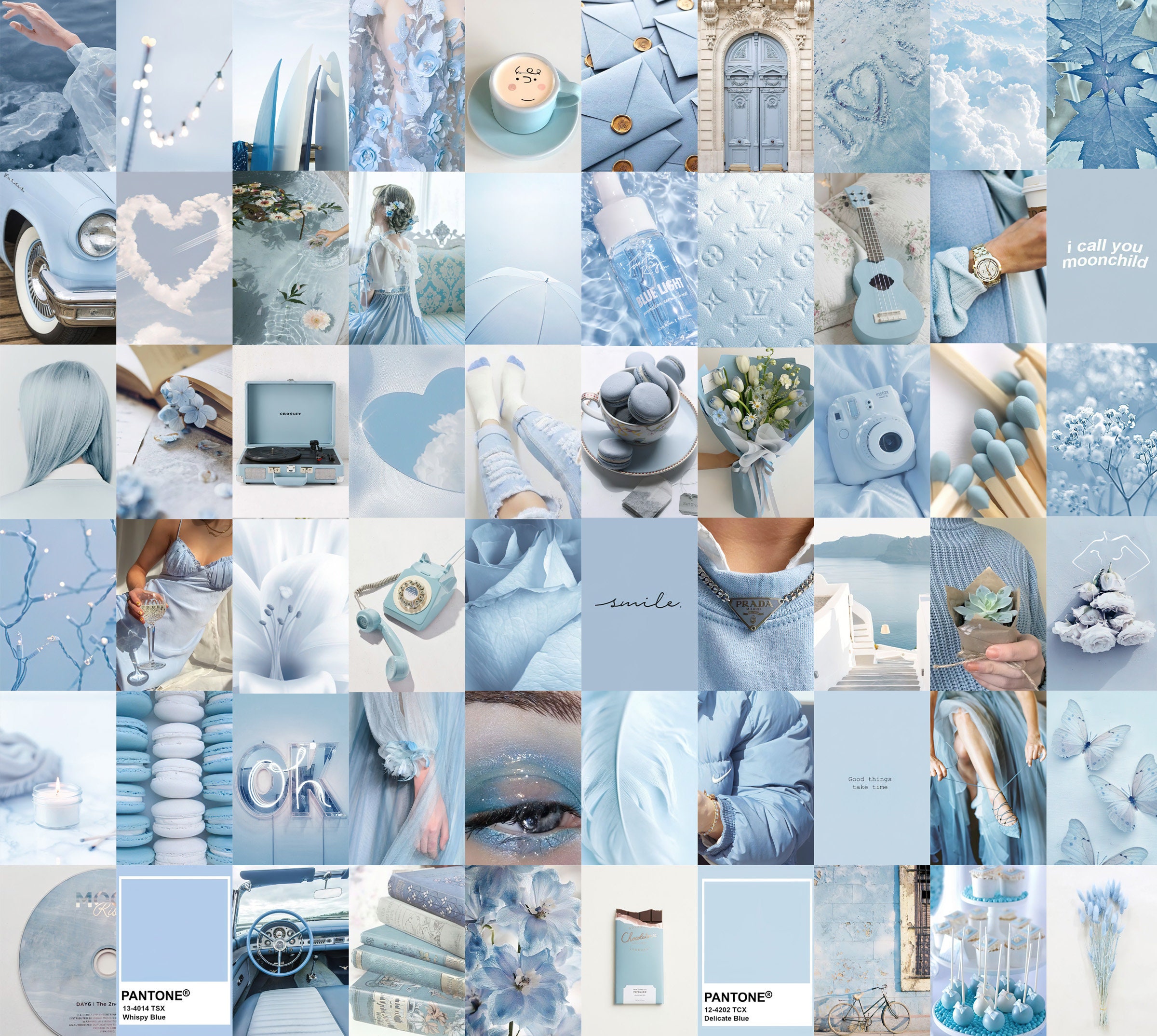 Blue Aesthetic Wall Collage Kit digital Download 60 Pcs Baby Light Blue Aesthetic Wall Collage Kit digital Download 60 Pcs Baby Light