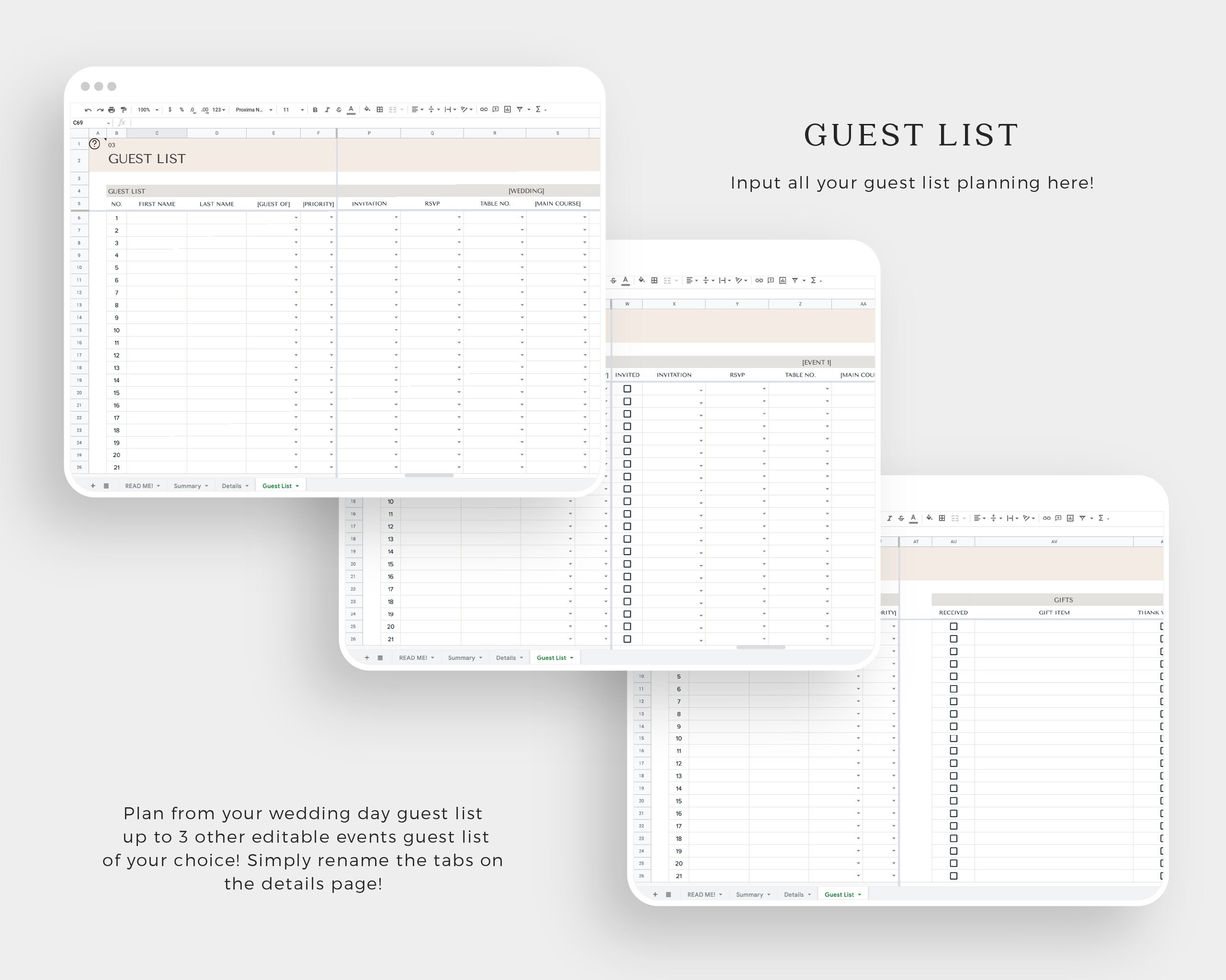 Digital Guest List Tracker | Google Sheets | Modern Lines - Etsy