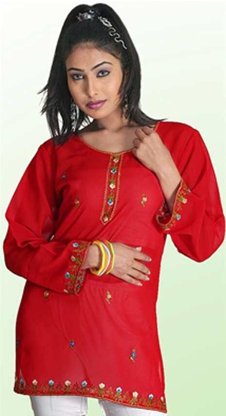 Red Bohemian 100% Cotton Boho Chic Top tunic blouse Top/ Casual Cotton ...