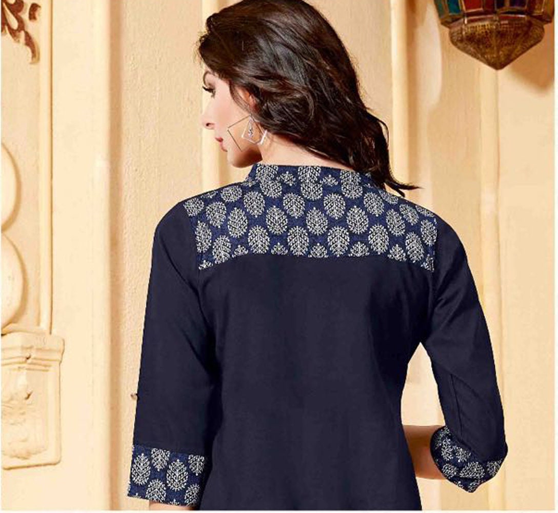 Women Denim Embroidered Denim Tunic , Mexican Embroidered Tunic, Plus ...