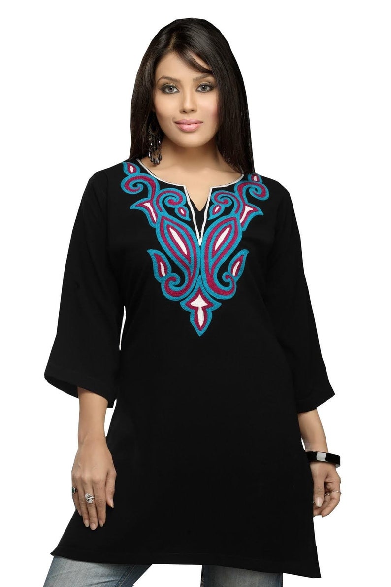 Black Tunic Top, Plus Tunics, Tunics, Tunic Top, Embroided Tunic Top ...