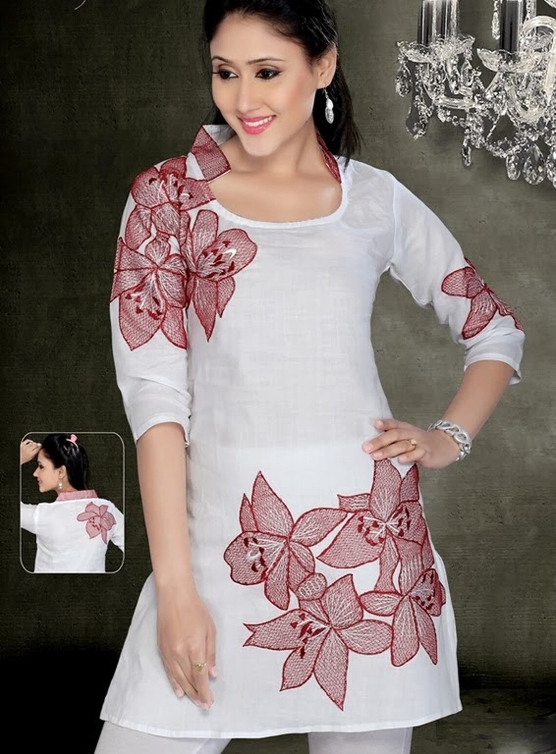 Women's Embroidered 100% Pure Cotton Tunic, Top, Blouse,kurti ...