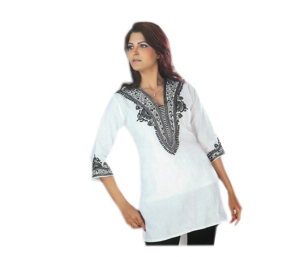 White Tunic Embroidered Plus Size Tunic Resort Wear Boho | Etsy