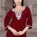 Maroon Bohemian Boho Chic Top~tunic~blouse - White Embroidery Tunic ...