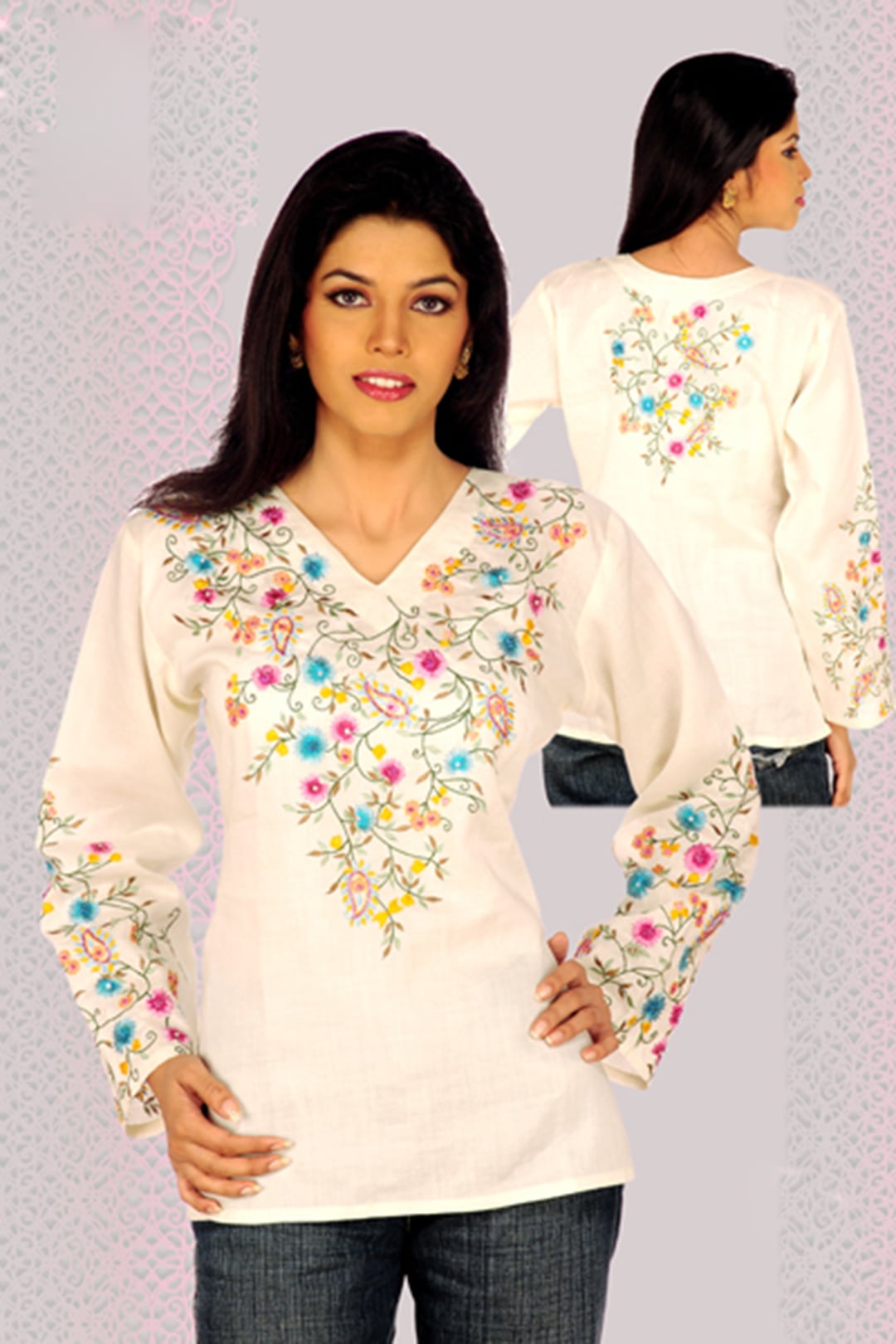 Tunic Tops, Embroidery Tunics, Women's Clothing, Western Top, Half ...