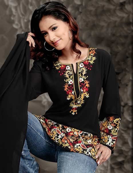 Black Tunic Embroidered Plus Size Tunic Dress Trendy Black | Etsy