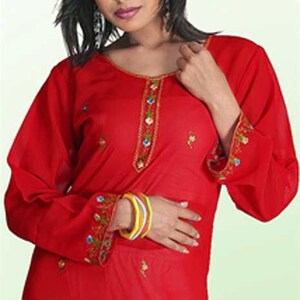 Red Bohemian 100% Cotton Boho Chic Top ~tunic ~blouse Top/ Casual ...