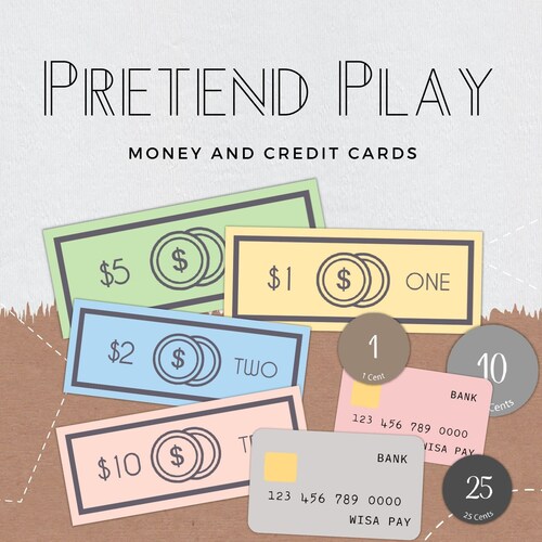 Printable Wallet for Kids Pretend Play Printables Pretend | Etsy