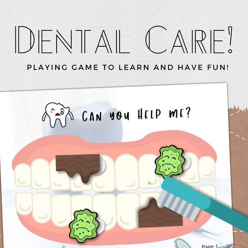 Printable Dental Care Activity Toddler Pretend Play Oral | Etsy