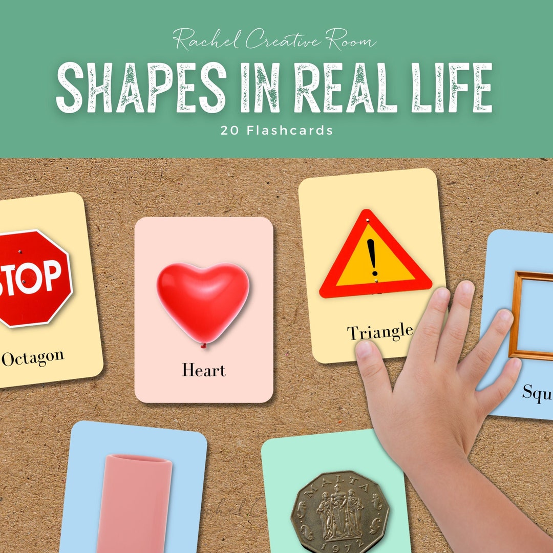 Shapes in Real Life Educational Flashcards, Shapes Cards, Educational ...