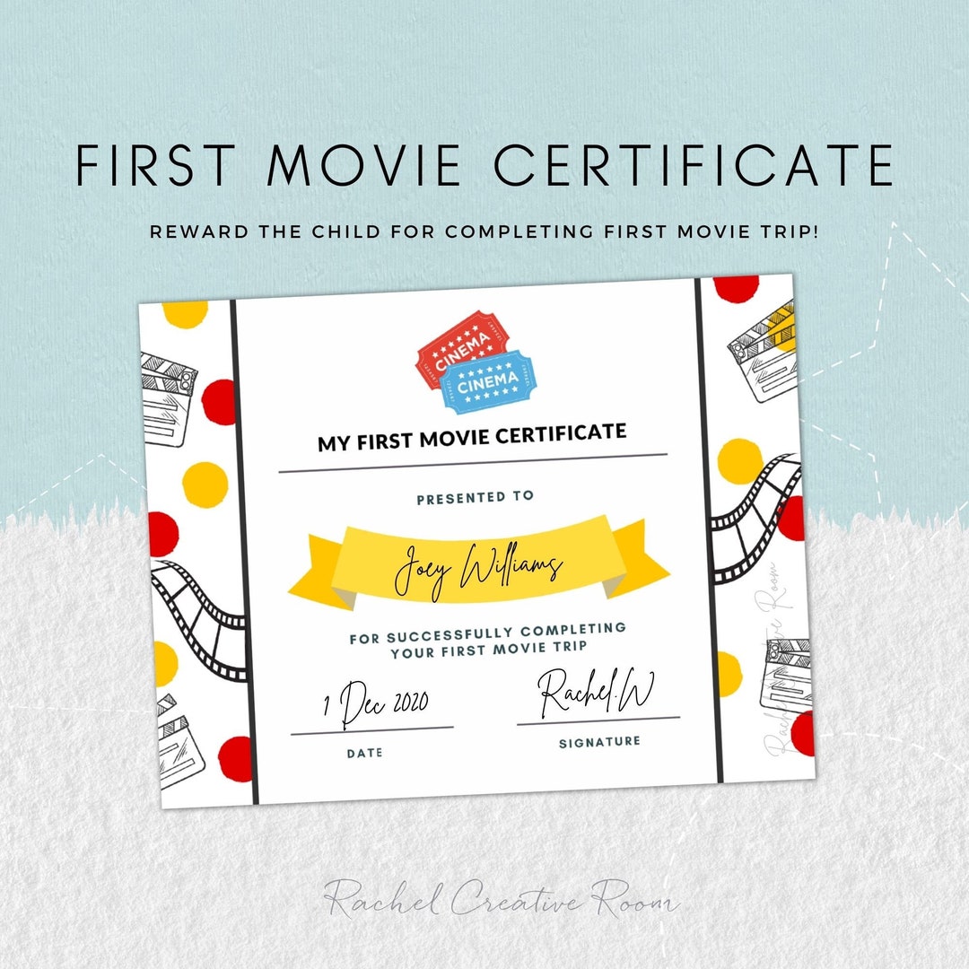 First Movie Certificate | Movie Trip | Reward Certificate Printable ...