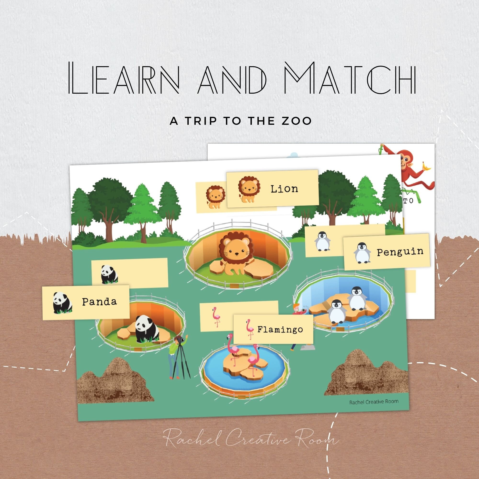 Zoo Animals Matching Activity Busy Page Printable, Learn and Match ...