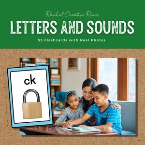 Letters and Sounds Educational Learning Cards, Letter Sound Flashcards ...