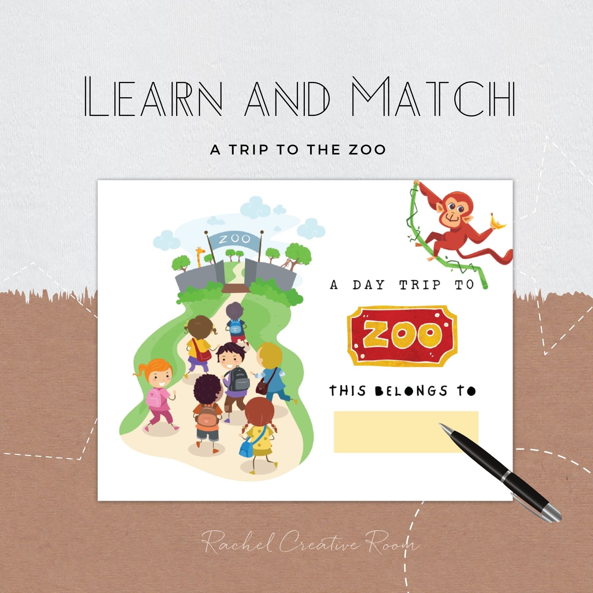 Zoo Animals Matching Activity Busy Page Printable, Learn and Match ...