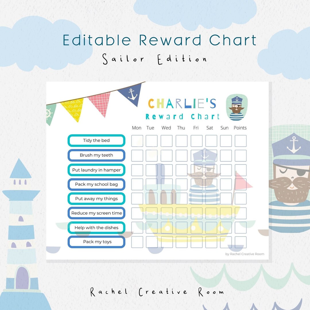 Pirate Reward Chart Boy Chore Chart Motivation Chart - Etsy Australia