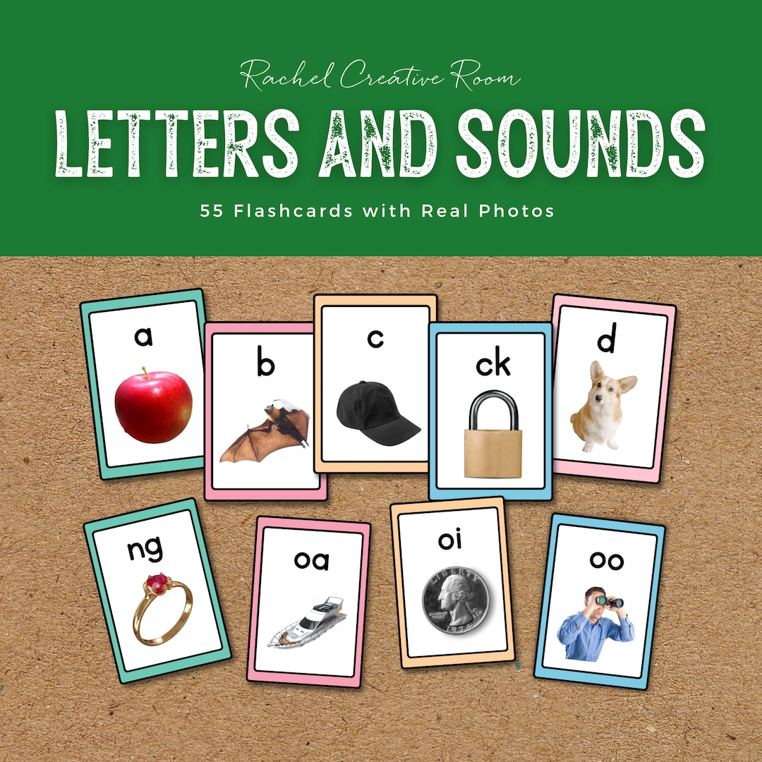 Letters and Sounds Educational Learning Cards, Letter Sound Flashcards ...