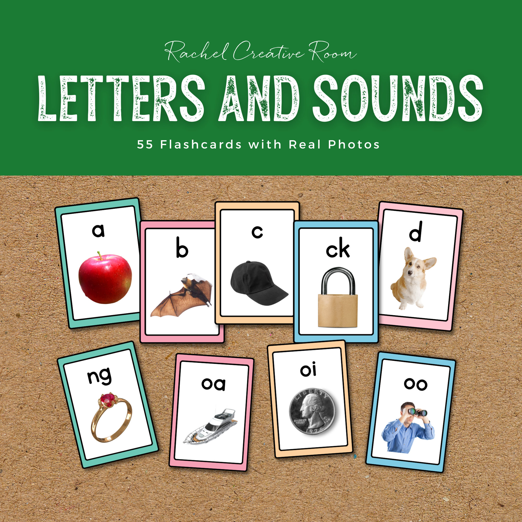 Letters and Sounds Educational Learning Cards, Letter Sound Flashcards ...