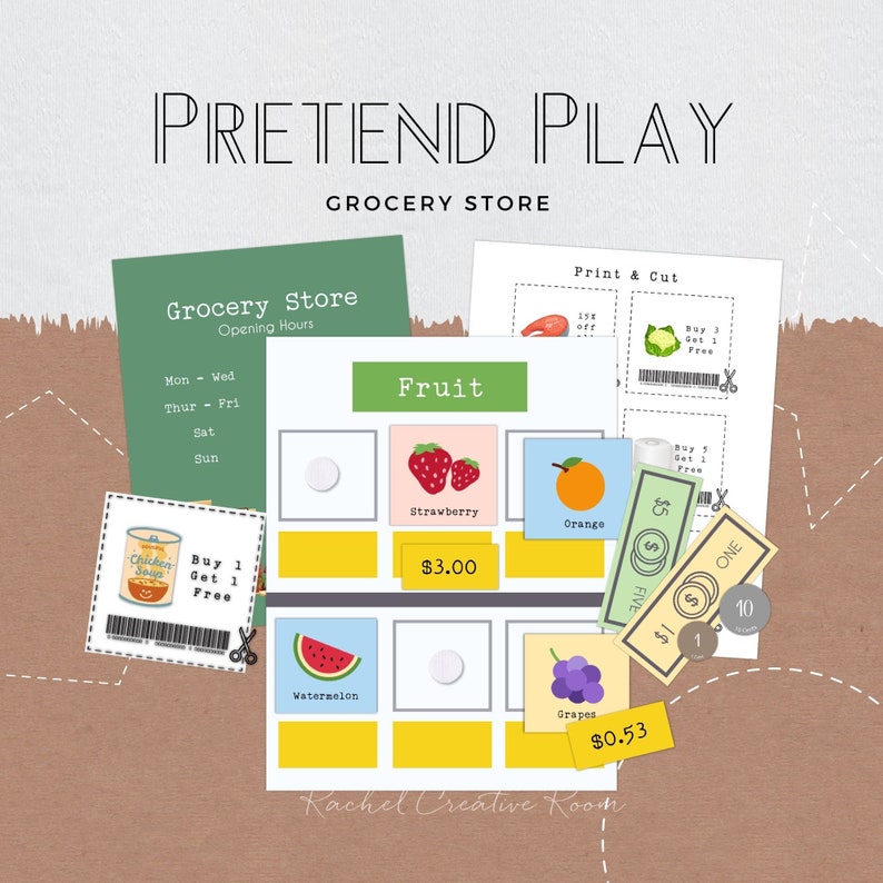 Educational Pretend Play at Grocery Store Bundle Printable | Etsy