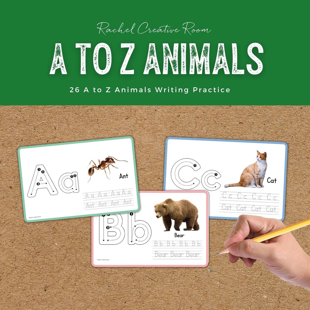 A to Z Alphabet Animals Flashcards, Alphabet Flashcards, Learning ABC ...