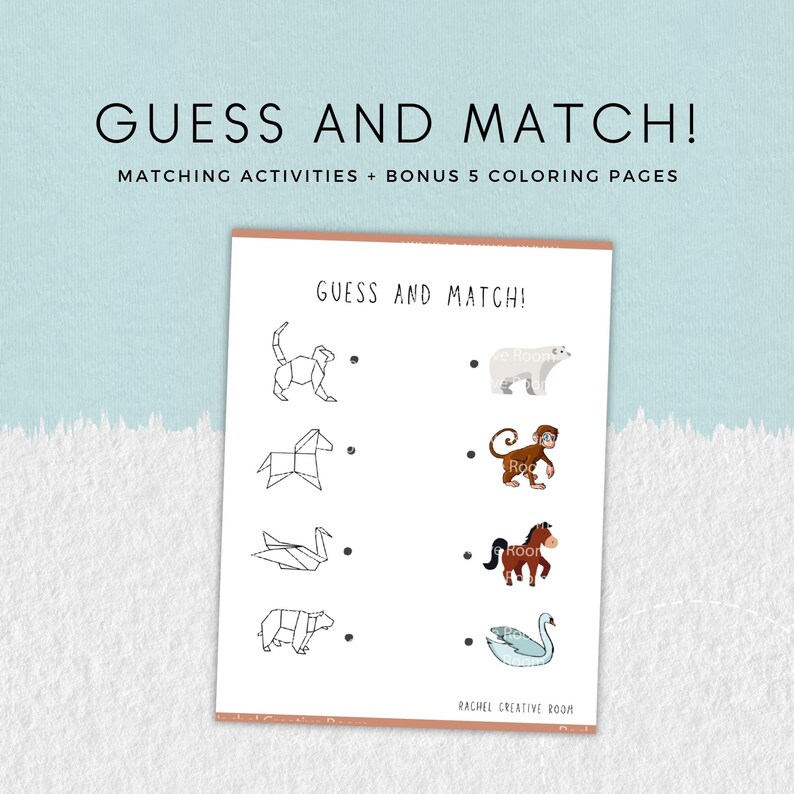 Educational Guess and Matching Animals Activity Toddler Busy Printable ...