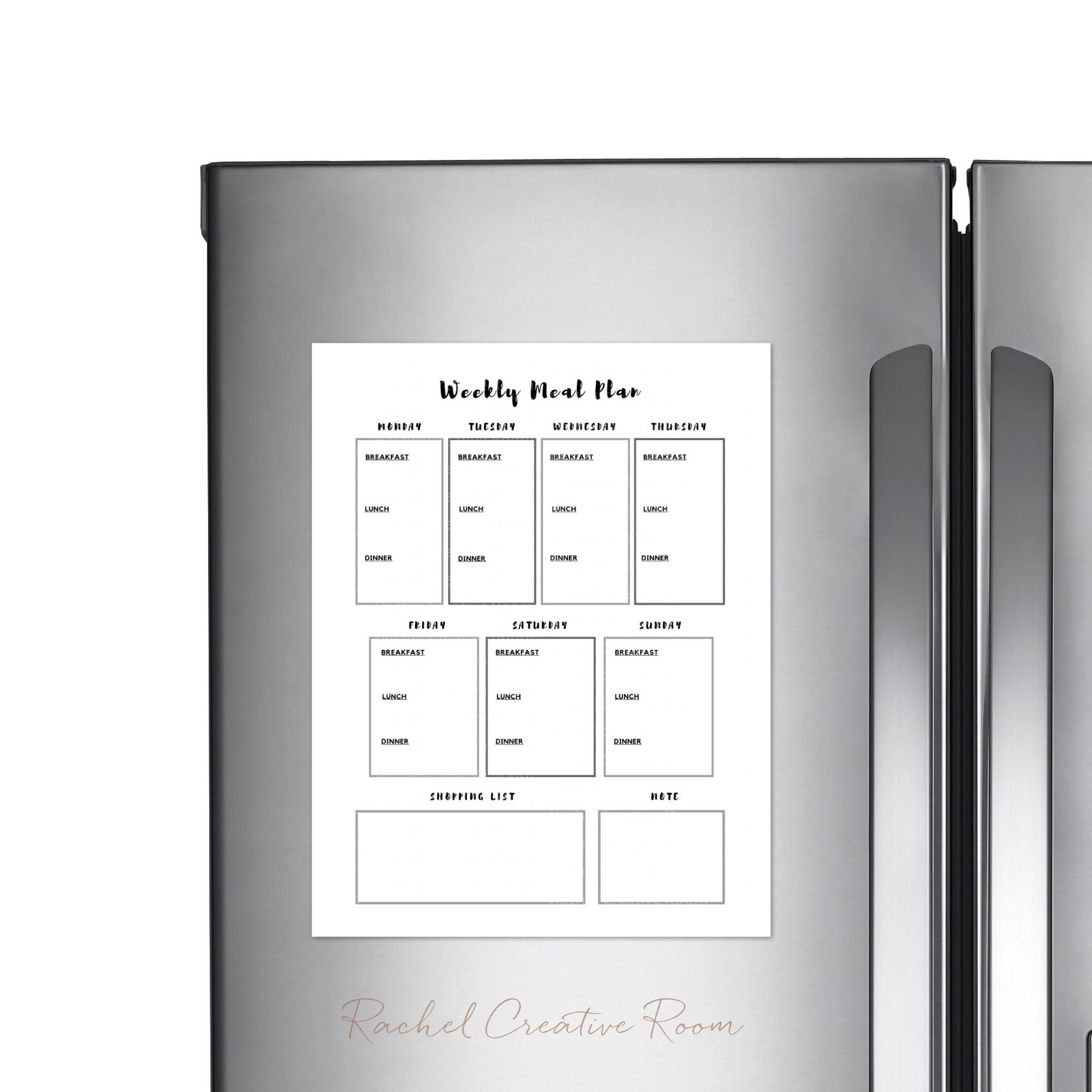 Printable Minimalist Black & White Weekly Meal Plan Meal Planner Meal ...