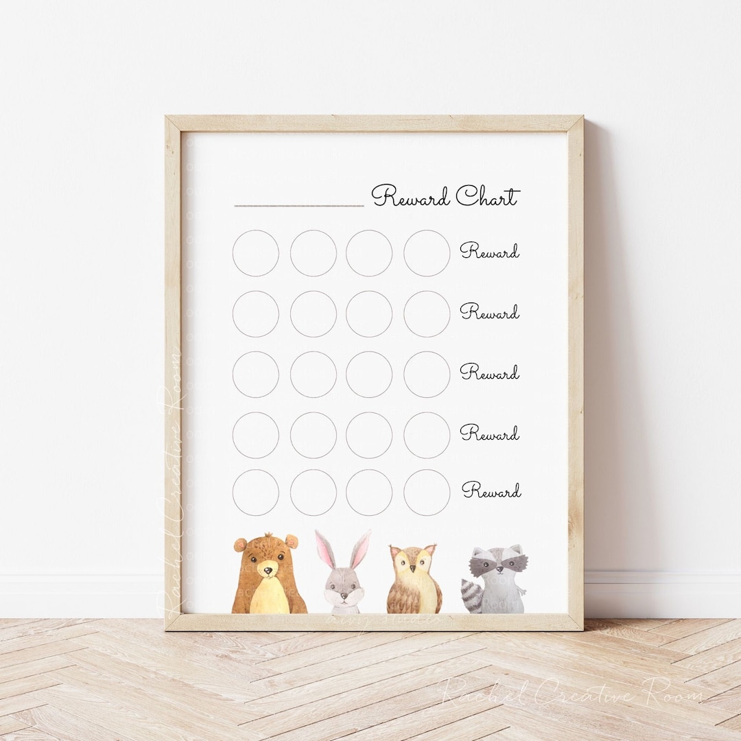 Printable Reward Chart Forest Animals Gender Neutral Chore Chart ...