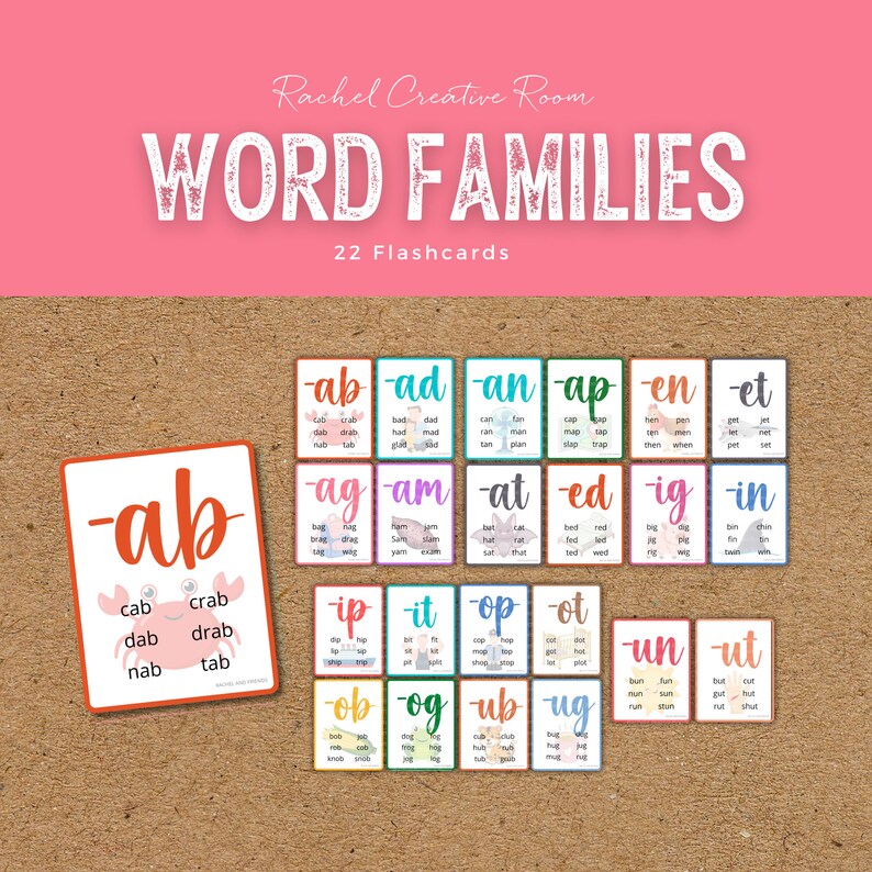 CVC Word List Word Family Educational Learning Flashcards Instant ...
