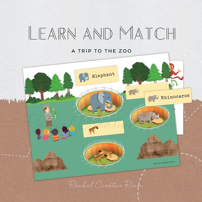 Zoo Animals Matching Activity Busy Page Printable, Learn and Match ...