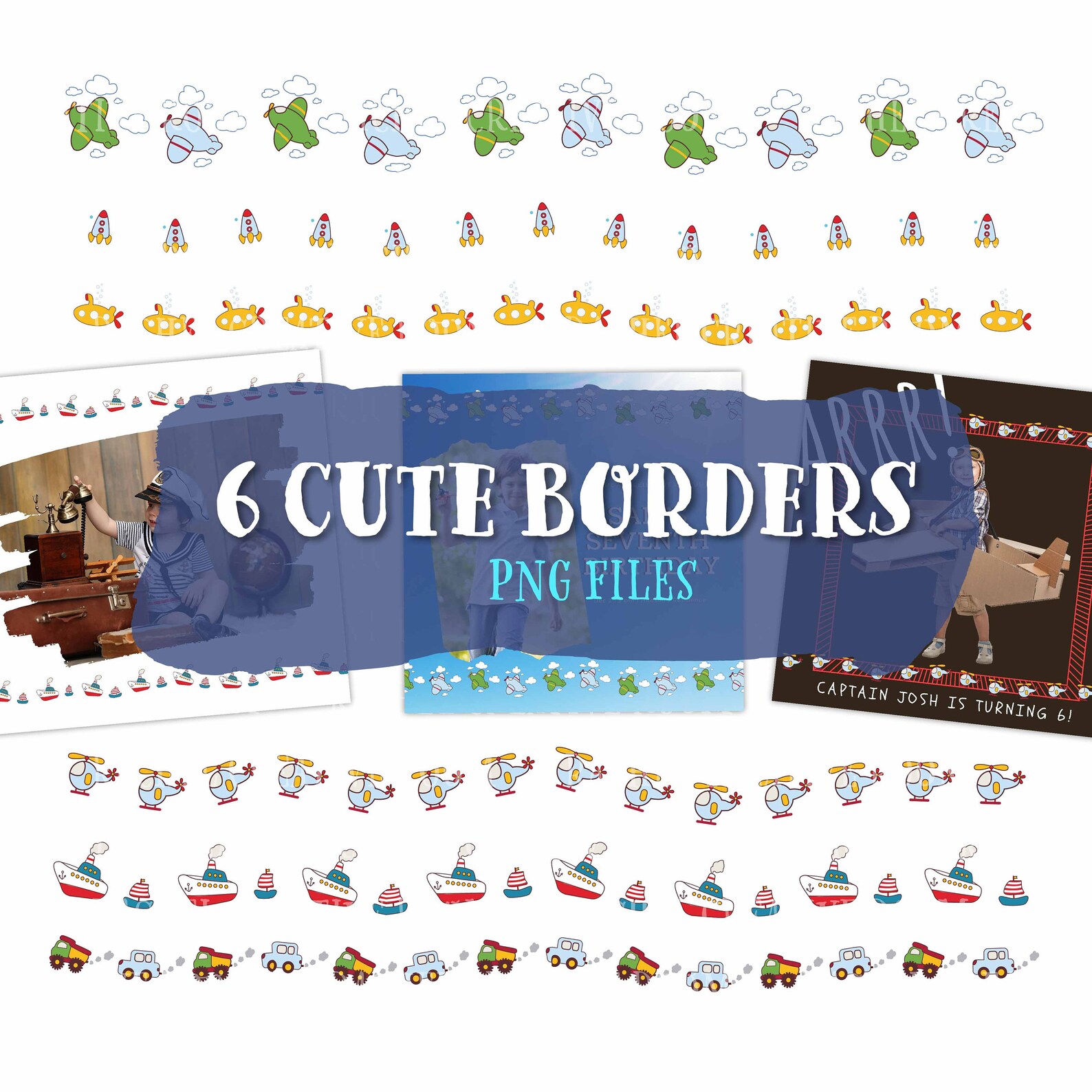 6 Digital Cute Borders Clipart PNG File Personal & Commercial Use - Etsy