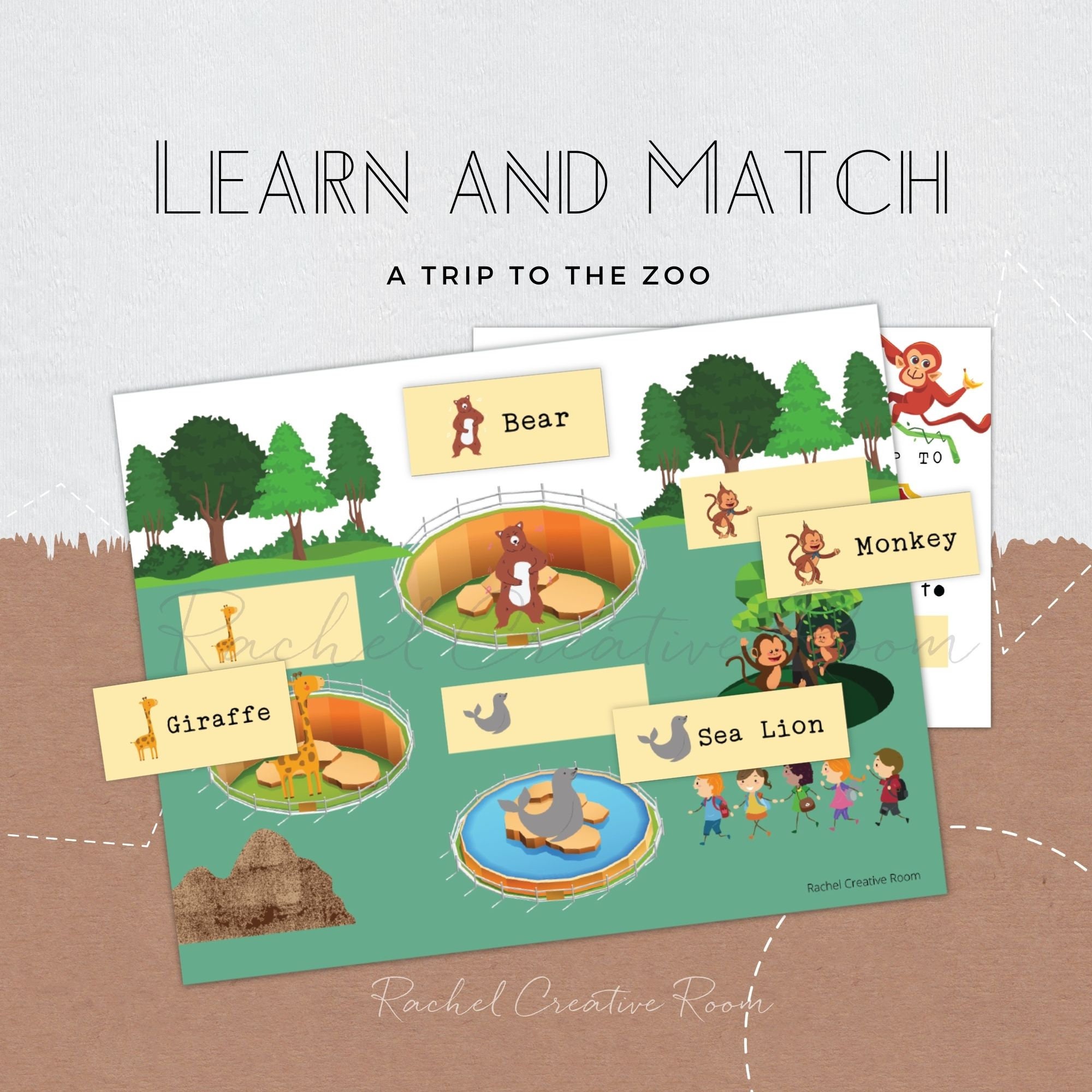 Zoo Animals Matching Activity Busy Page Printable, Learn and Match ...
