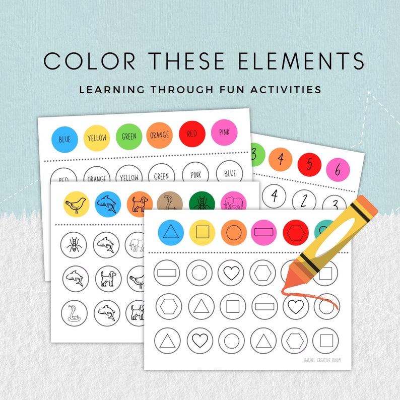 Coloring Activities Bundle Printable | Shapes | Numbers | Animals ...