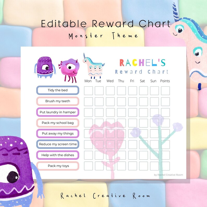 Monster Theme Reward Chart Behavior Chart Motivation Chart - Etsy Australia