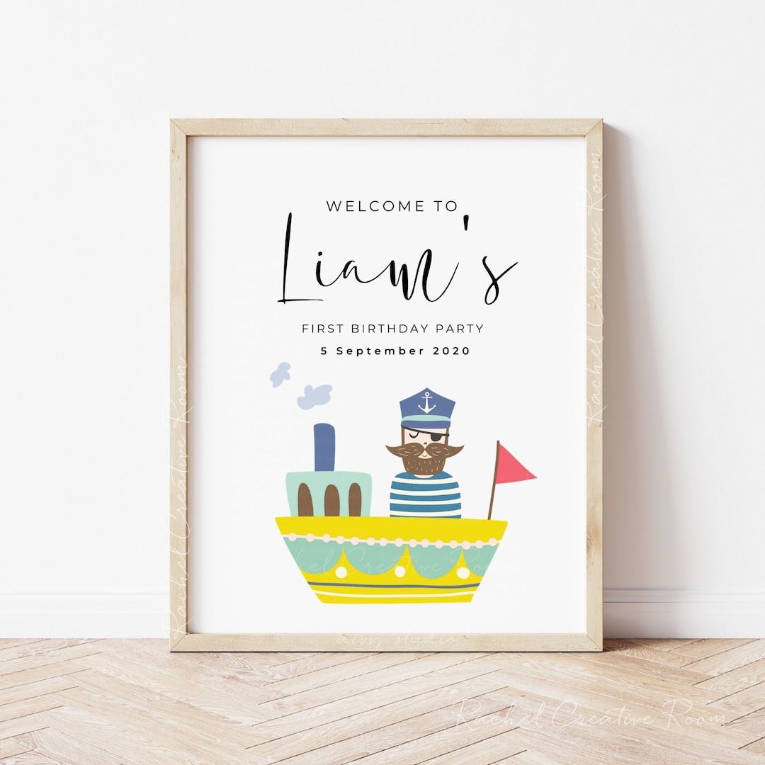 Customizable Digital File Welcome Sign, Sailing Sailor Sign, Birthday ...