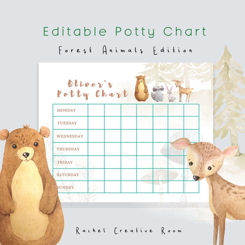 Forest Animals Potty Chart, Behavior Chart, Motivation Chart ...