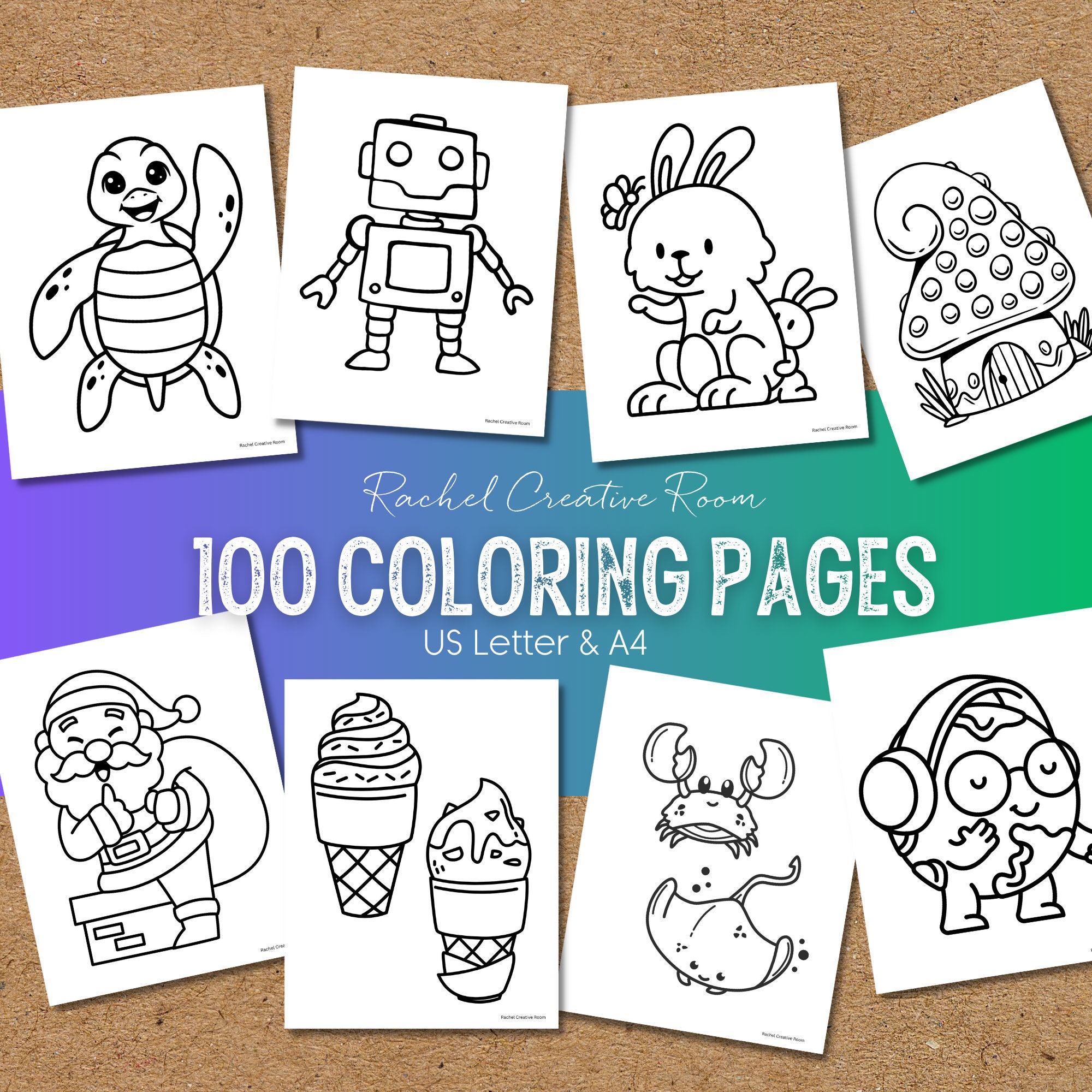 100 Coloring Pages, Printable, Digital Files, Animal Coloring, Fruit ...