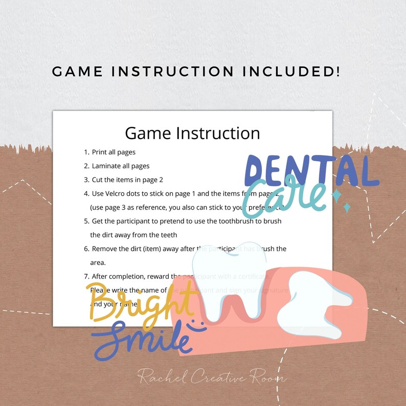 Printable Dental Care Activity Toddler Pretend Play | Oral Hygiene ...