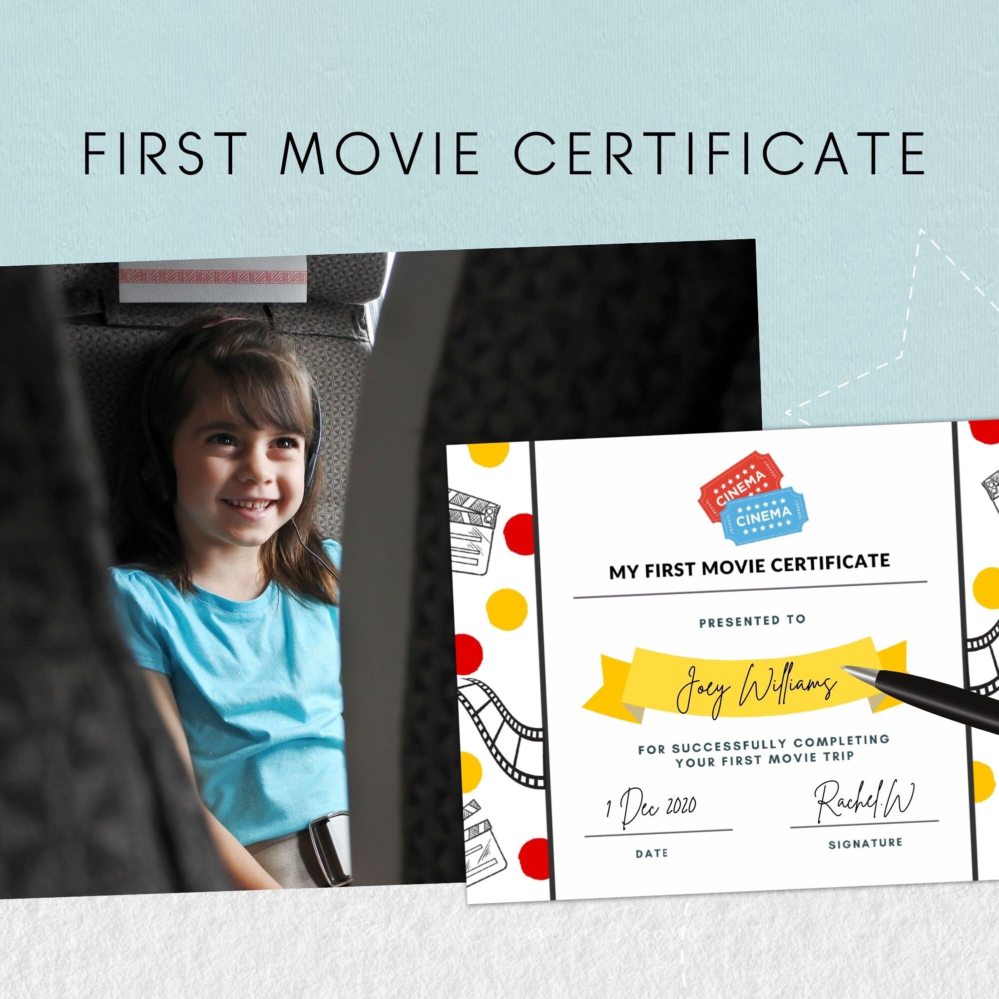 First Movie Certificate | Movie Trip | Reward Certificate Printable ...