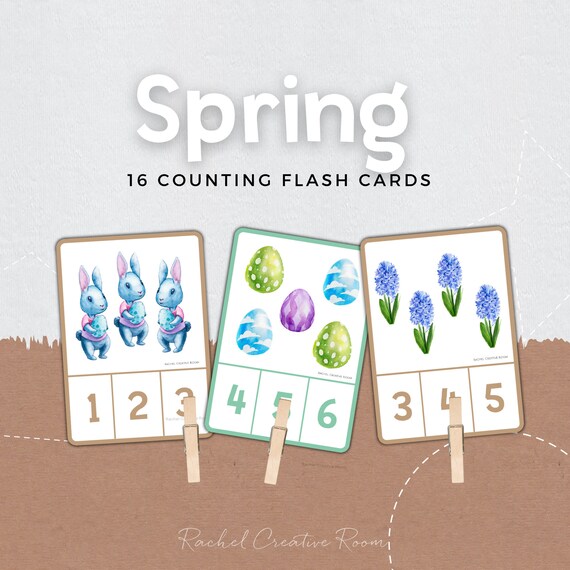 Counting Number Educational Flashcard Spring Activity Game | Etsy