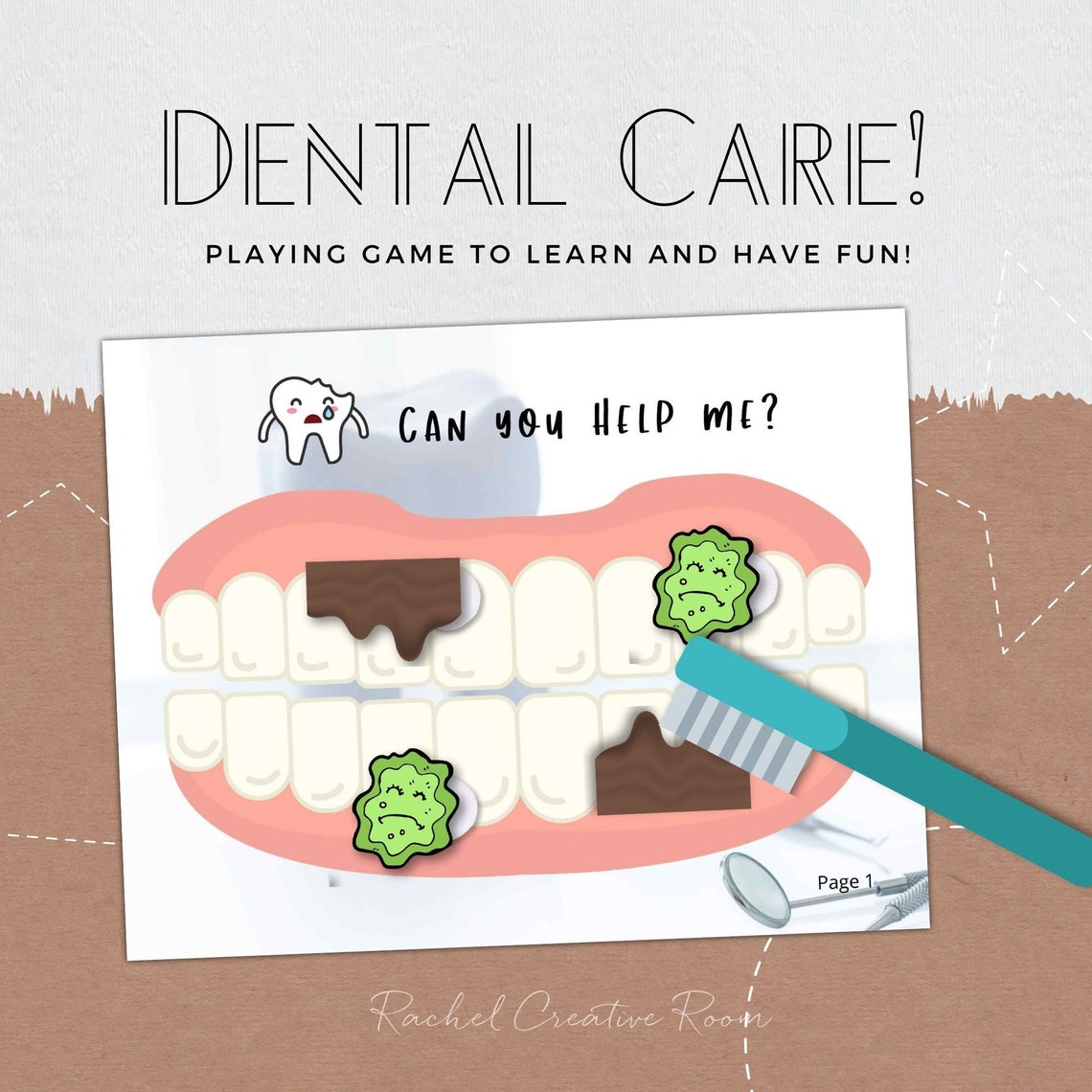 Printable Dental Care Activity Toddler Pretend Play Oral | Etsy