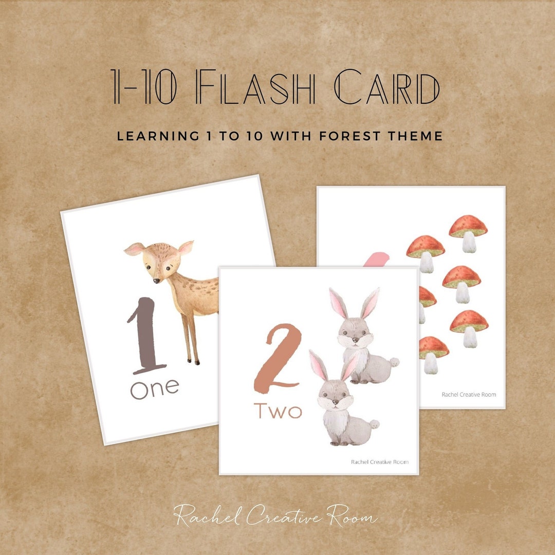 1 - 10 Flashcard | Forest Theme | Activity Game | 123 Flash Card ...