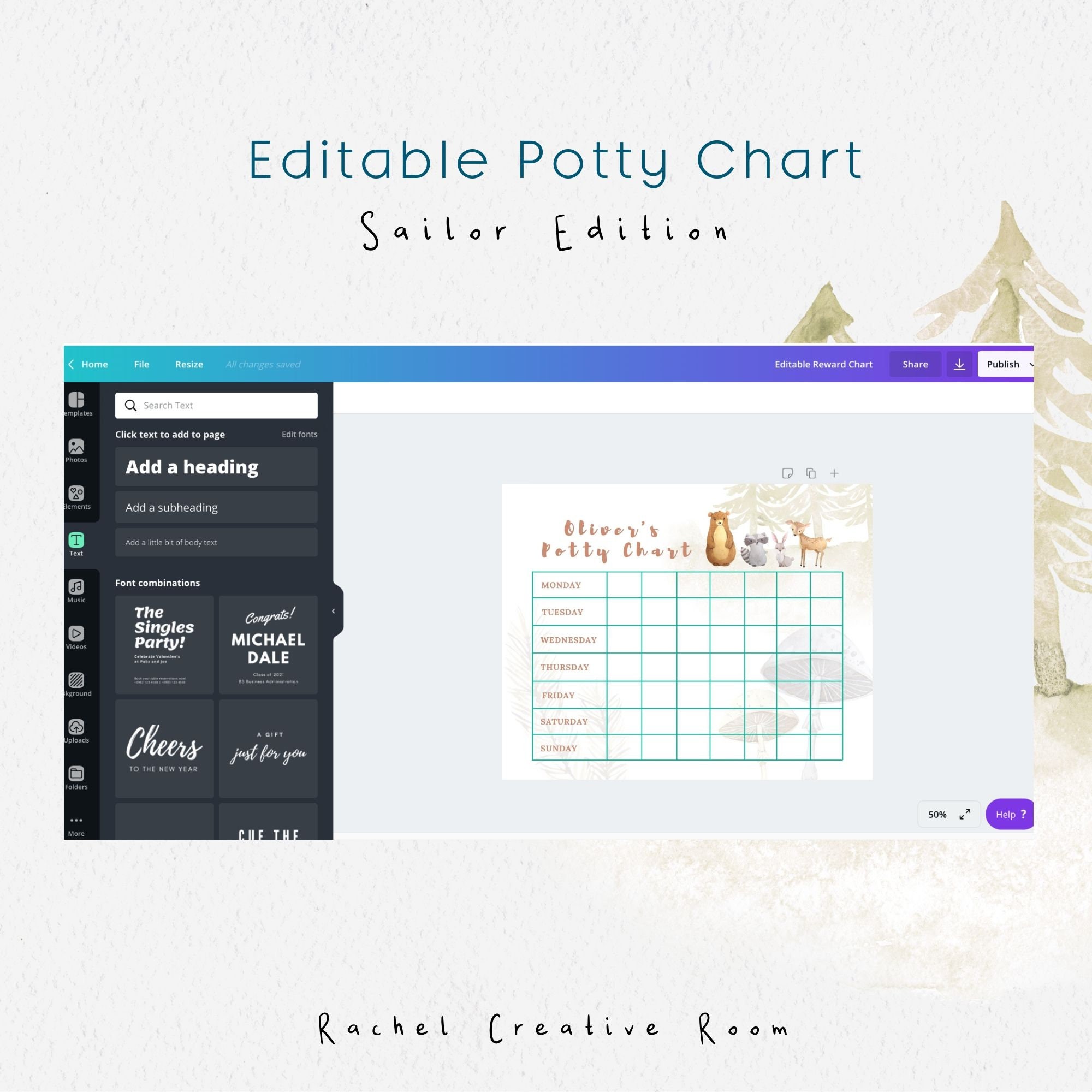 Forest Animals Potty Chart, Behavior Chart, Motivation Chart ...