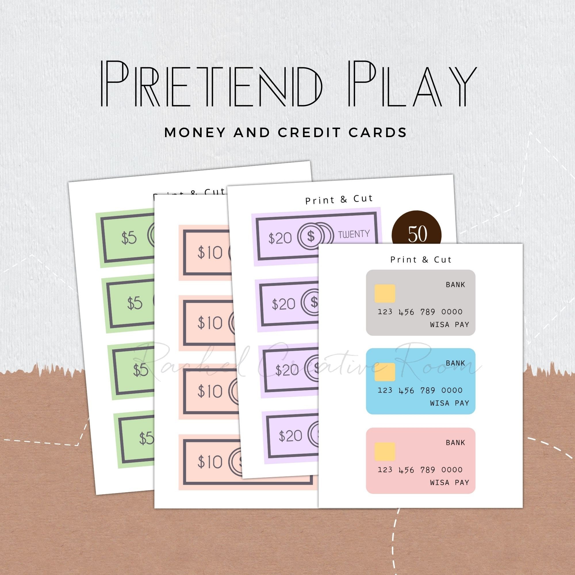 Educational Pretend Play Money and Credit Cards Set Printable - Etsy ...