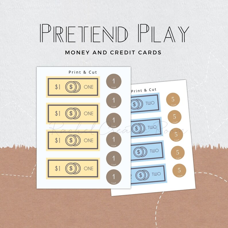 Educational Pretend Play Money and Credit Cards Set Printable - Etsy ...