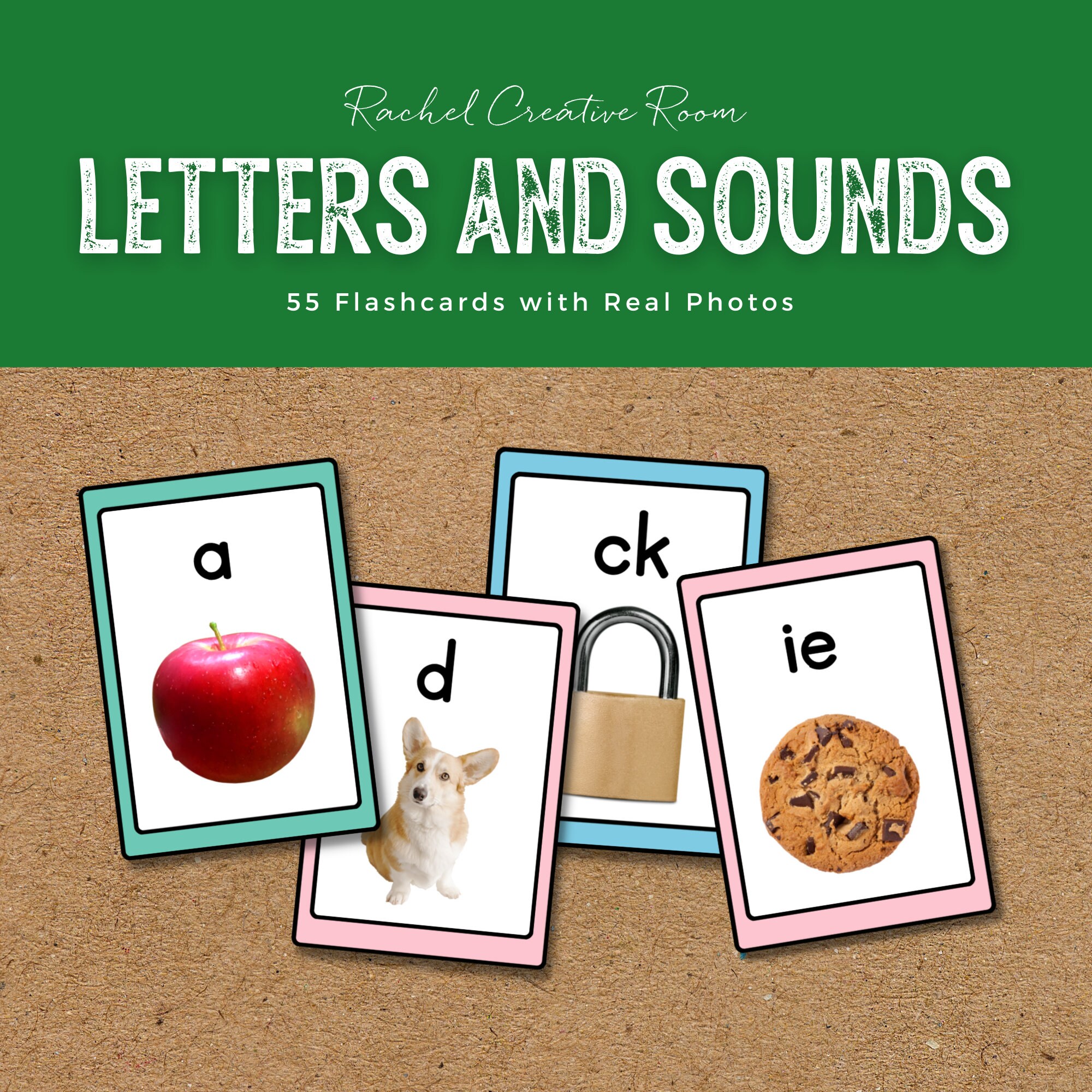 Letters and Sounds Educational Learning Cards, Letter Sound Flashcards ...