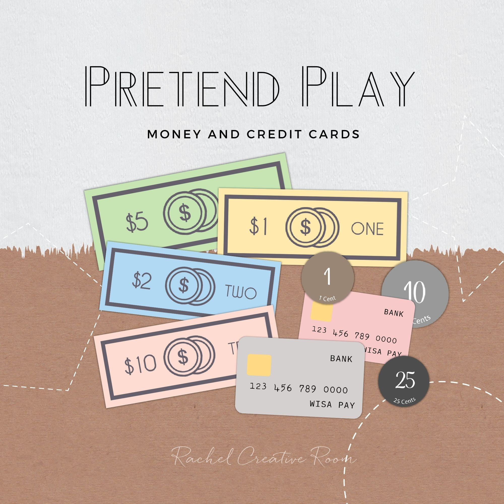 Educational Pretend Play Money and Credit Cards Set Printable - Etsy ...