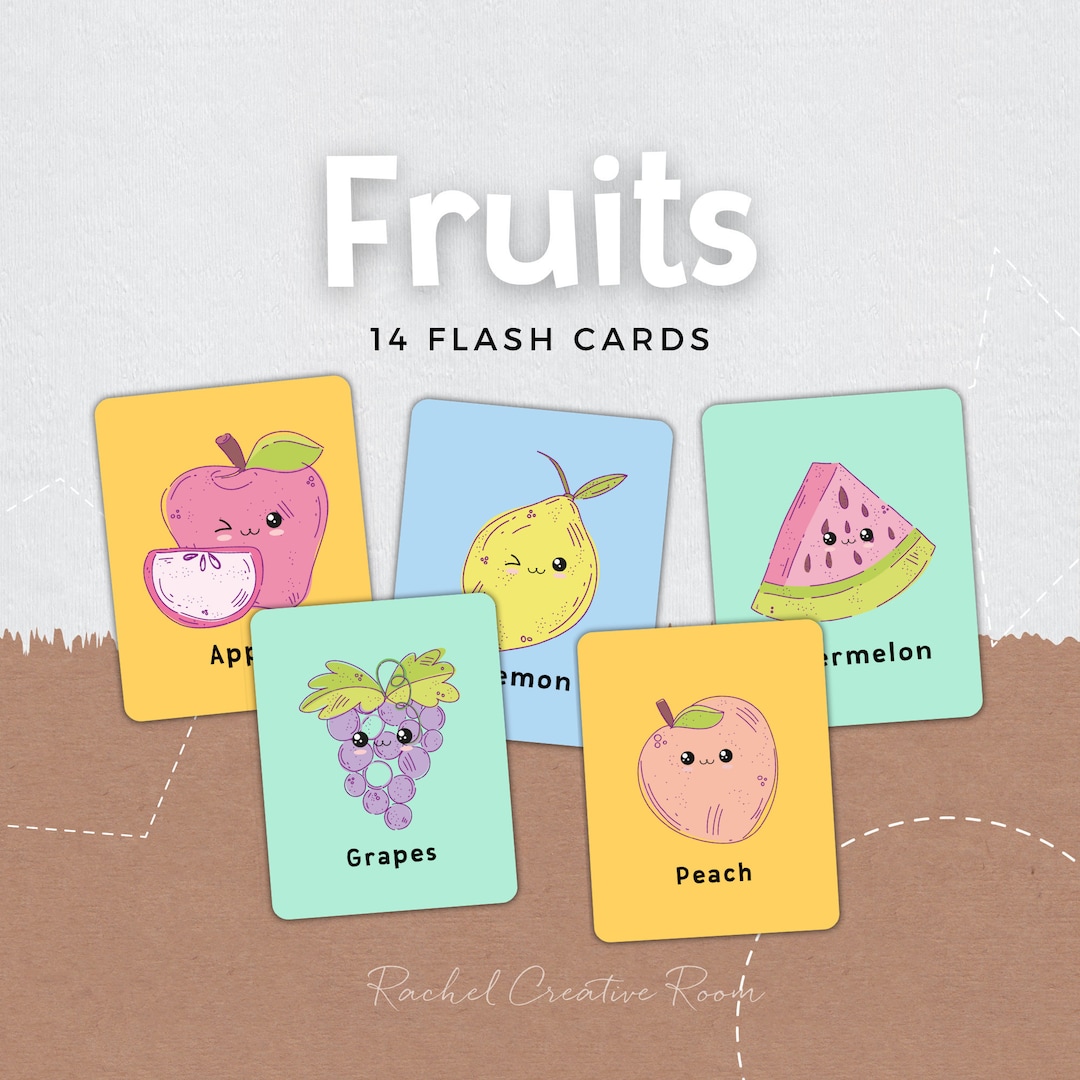 14 Cute Fruits Flash Cards Activity Game Class Room Activity Preschool ...