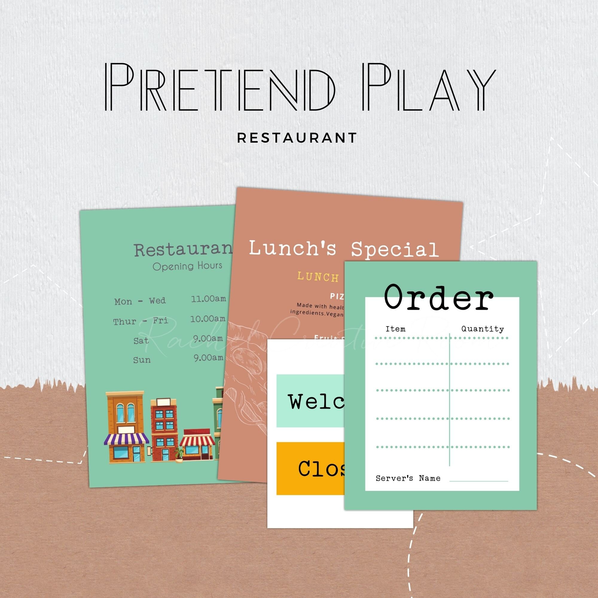 Pretend Play at Restaurant Bundle Fun & Engaging Activity Pretend Play ...