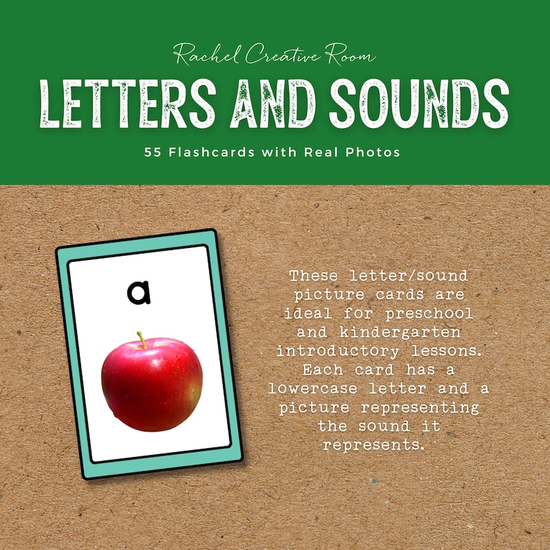 Letters and Sounds Educational Learning Cards, Letter Sound Flashcards ...